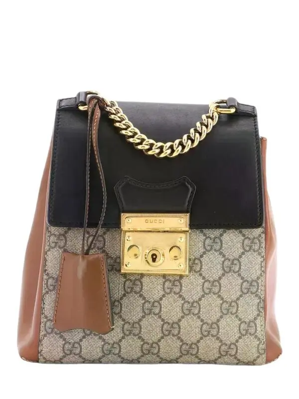 Gucci Padlock Gg Coated Canvas And Leather Mini Backpack - Brown