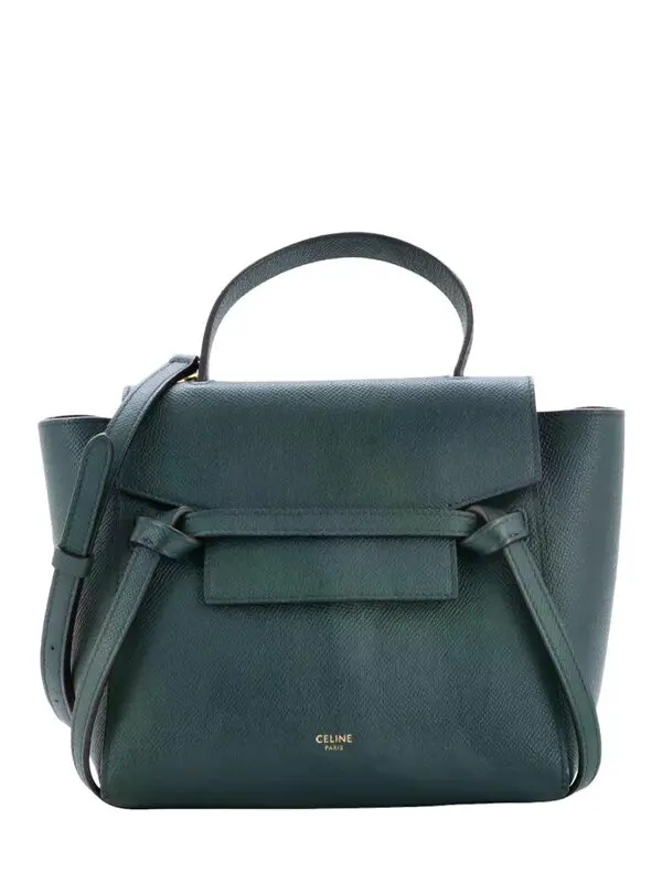 Celine Belt Bag Textured Leather Nano Shoulder Bag - Green