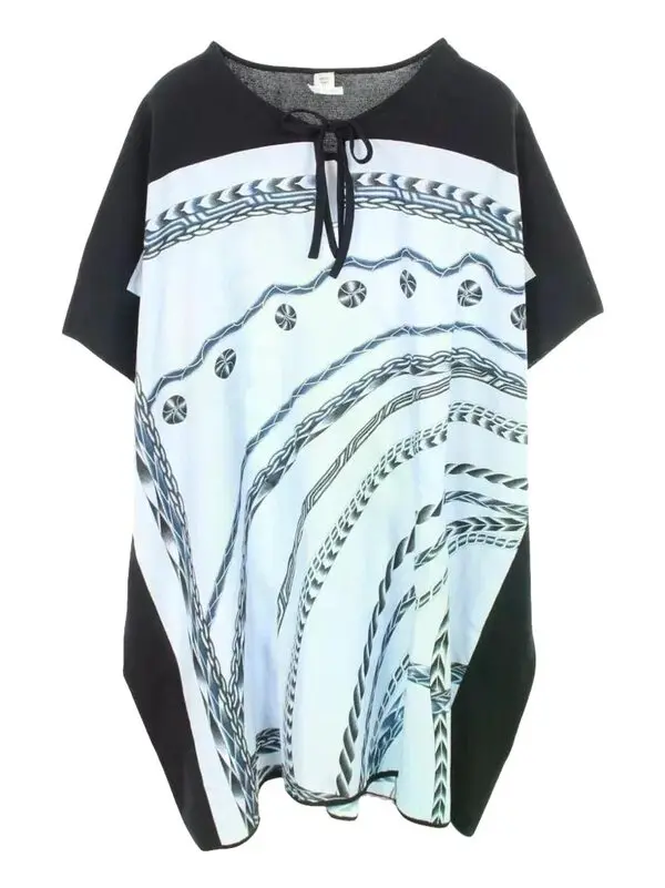 Hermès Color-blocked Printed Kaftan - White