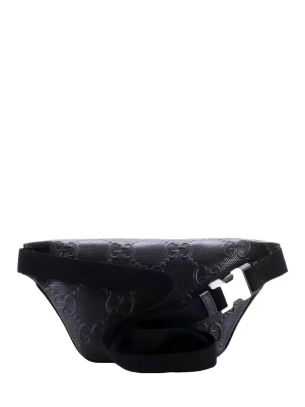 Gucci Gg Embossed Perforated Leather Belt Bag - Black