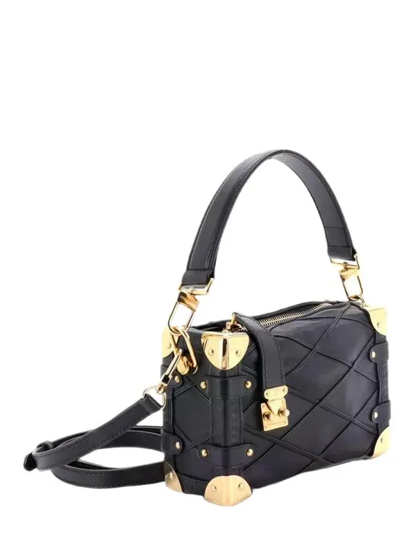 LOUIS VUITTON Side Trunk Handbag Malletage Leather Pm Shoulder Bag - Black
