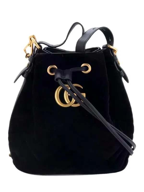 Gucci Gg Marmont Matelasse Velvet Small Bucket Bag - Black