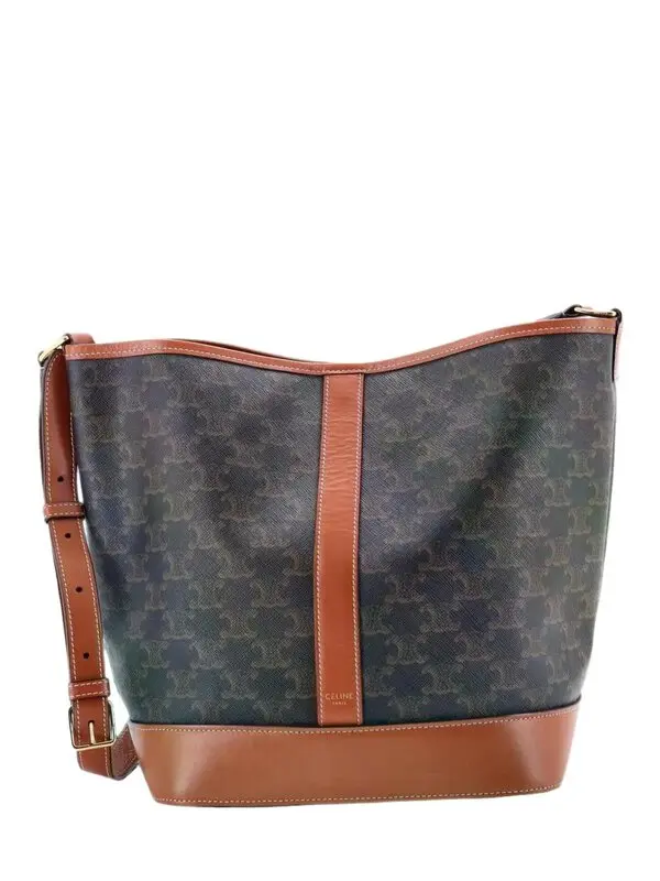 Celine Triomphe Coated Canvas Medium Bucket Bag - Brown