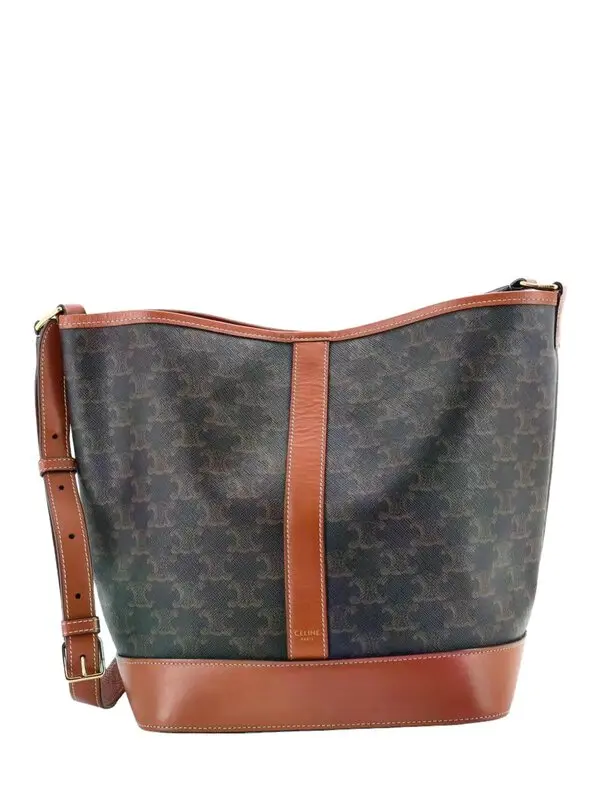 Celine Triomphe Coated Canvas Medium Bucket Bag - Brown