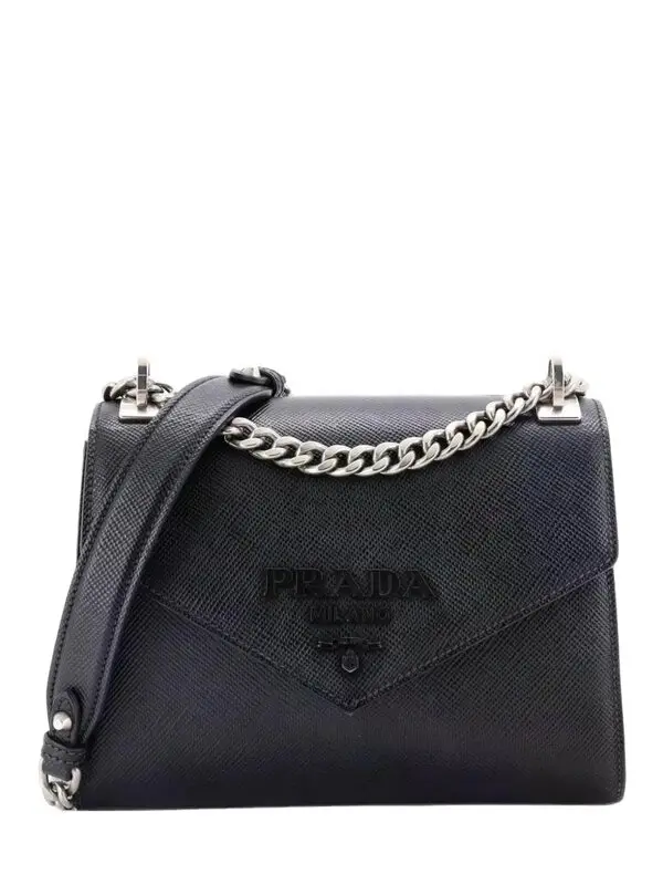 Prada Monochrome Saffiano Leather Shoulder Bag - Black