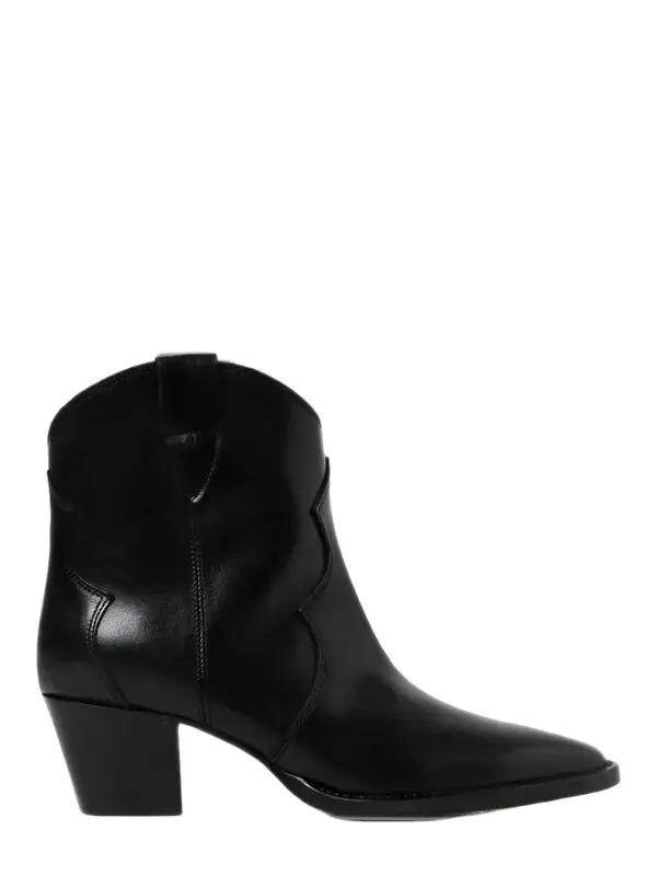 ANNA F. Panel Leather Ankle Boots - Black