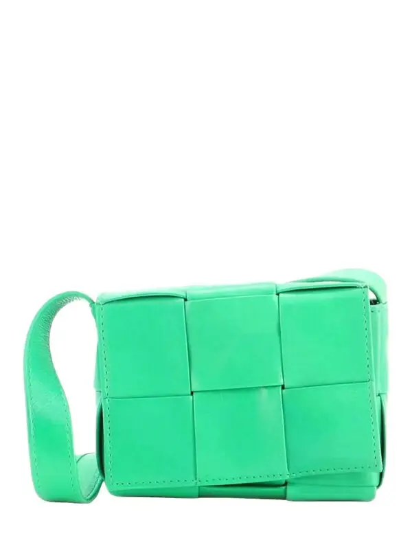 Bottega Veneta Cassette Maxi Intrecciato Leather Candy Crossbody Bag - Green