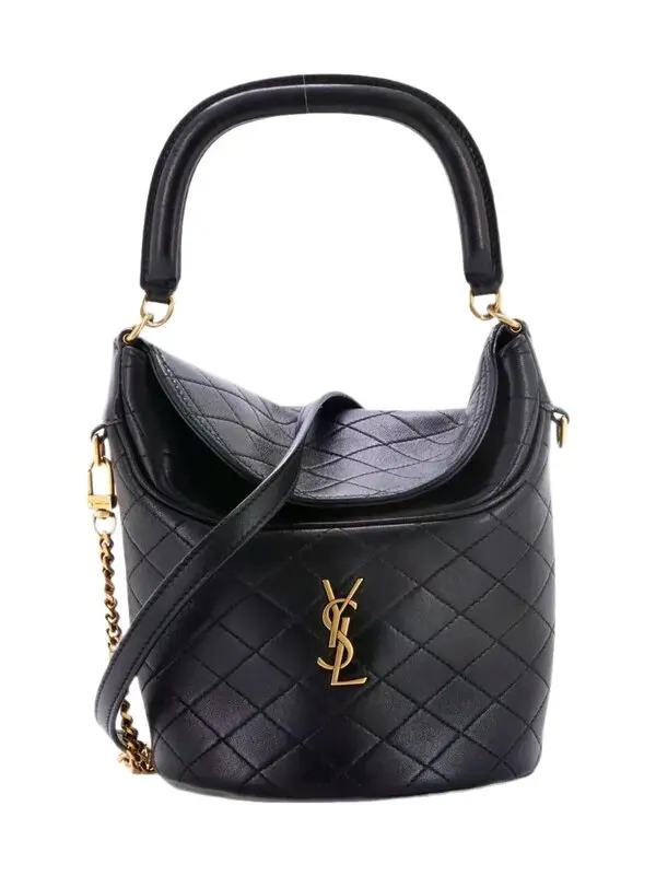 Saint Laurent Gaby Chain Quilted Leather Mini Bucket Bag - Black