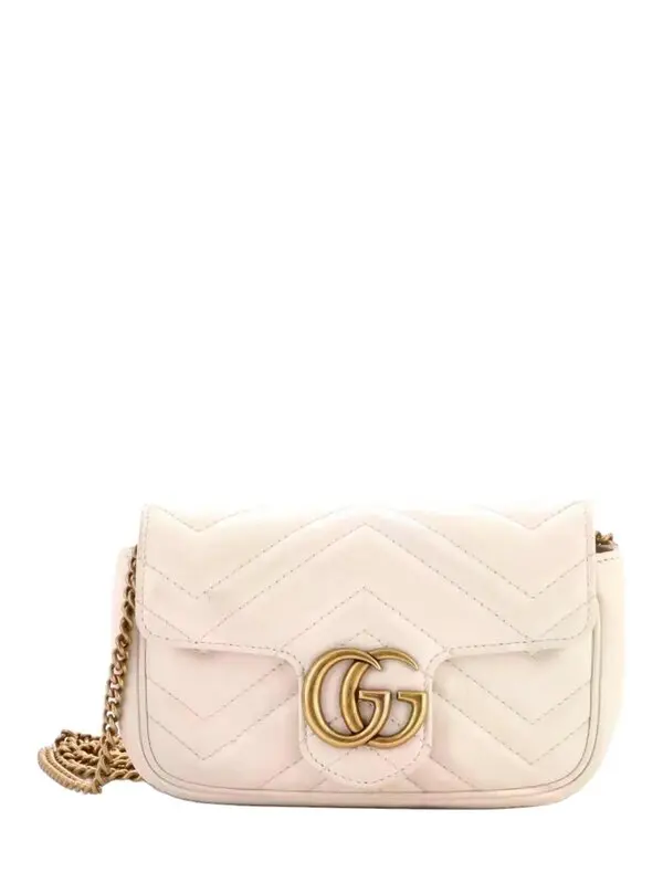 Gucci Matelasse Leather Super Mini Crossbody Bag - White