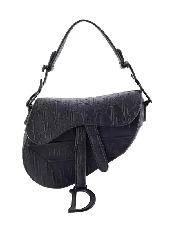 Dior Saddle Handbag Oblique Embossed Calfskin Mini Shoulder Bag - Black