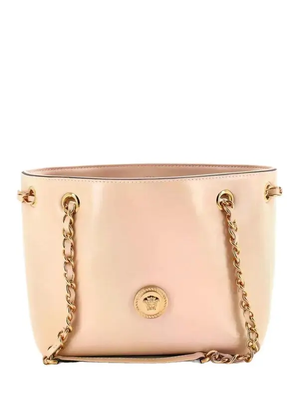 Versace Medusa Icon Chain Tote Leather Mini Bucket Bag - Pink