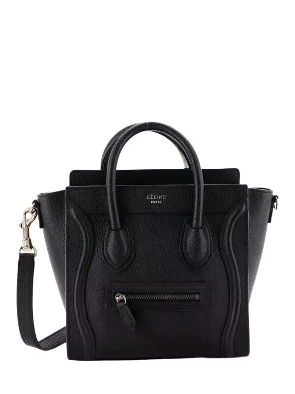 Celine Luggage Bag Grainy Leather Nano Crossbody Bag - Black