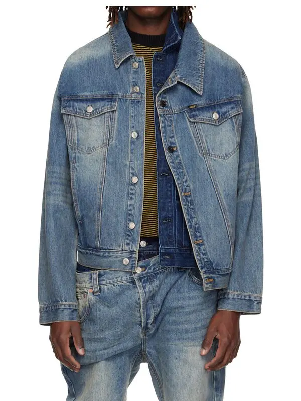 Andersson Bell Asymmetrical Layered Denim Jacket - Blue