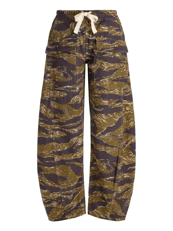 R13 Reversible Leopard And Camouflage Print Wide-leg Trousers - Green
