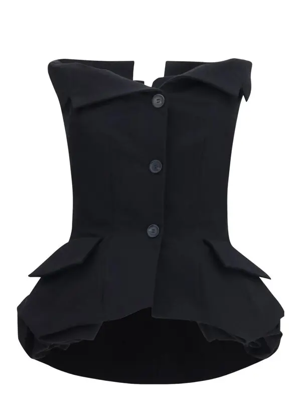 Magda Butrym Peplum Bustier Corset Top - Black