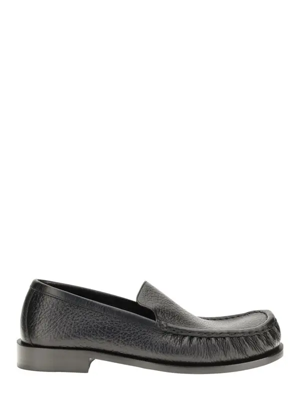 Dries Van Noten Round Toe Loafers With Pleated Front - Black