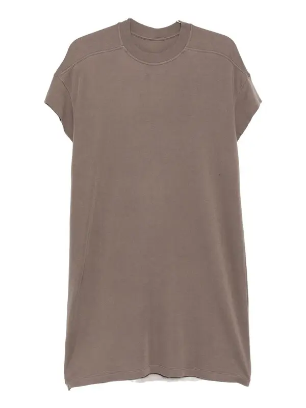 Rick Owens Double-layer Cotton T-shirt With Dropped Shoulders, Oversized Fit, Hip-length - Grigio