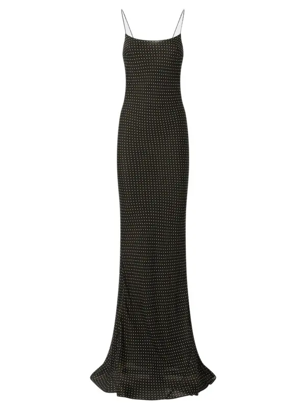 Andamane Spaghetti Strap Square Neck Mermaid Dress With Deep Scoop Back - Nero
