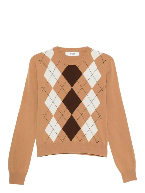 JUCCA Argyle Pattern Virgin Wool Sweater - Brown