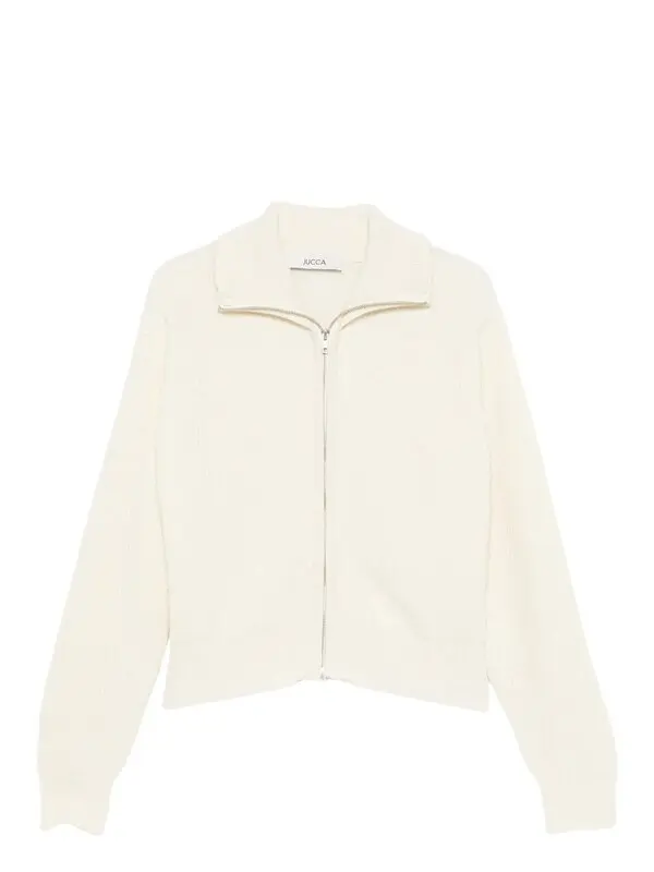 JUCCA Zip Front Knit Cardigan - White