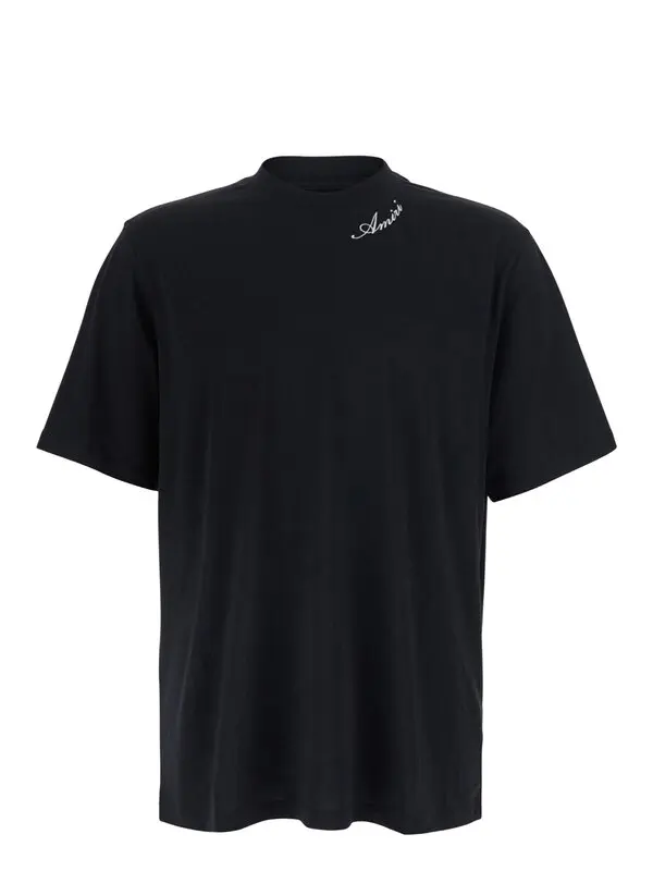 Amiri Graphic Mock Neck Short Sleeve T-shirt - Black