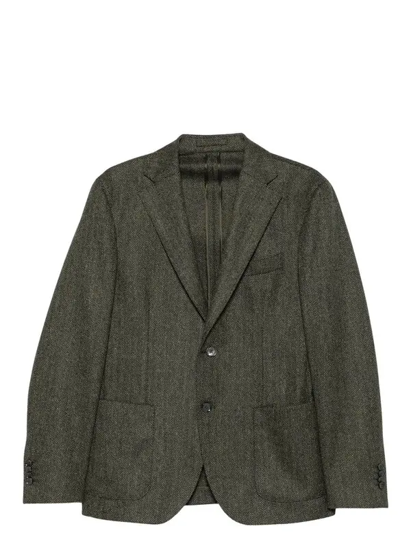LUIGI BIANCHI Wool-blend Blazer With Notch Lapel - Green