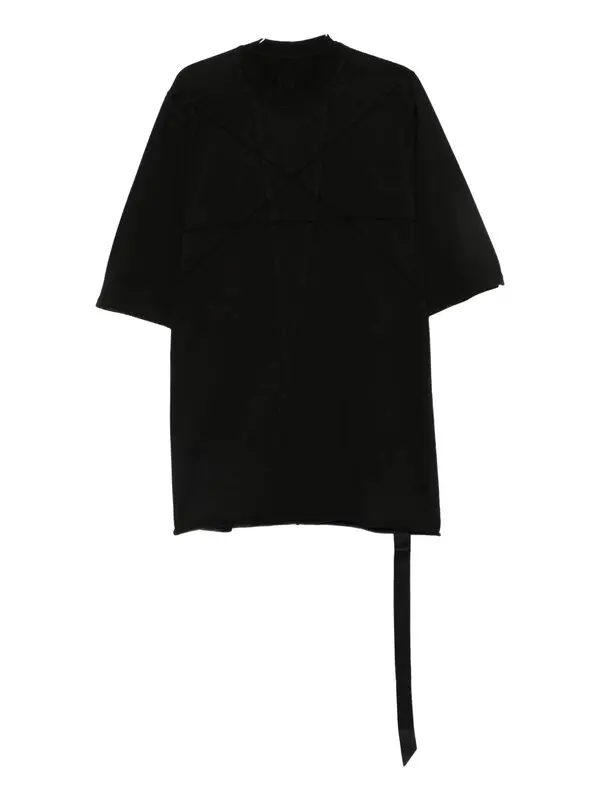 Rick Owens Oversized Crew Neck T-shirt With Three-quarter Sleeves - Nero
