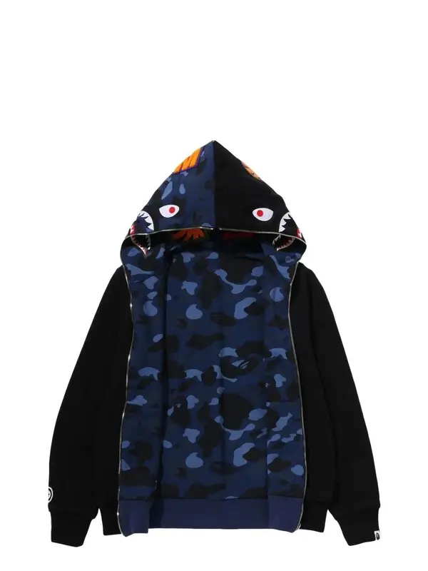 A BATHING APE Color Camo Reversible Shark Full Zip Hoodie - Navy