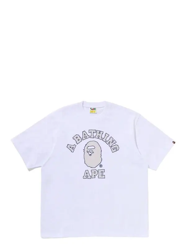 A BATHING APE Hand Drawn Outline College Relaxed Fit T-shirt - White