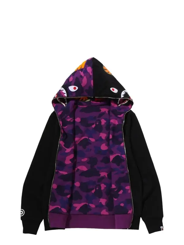 A BATHING APE Color Camo Reversible Shark Full Zip Hoodie - Purple