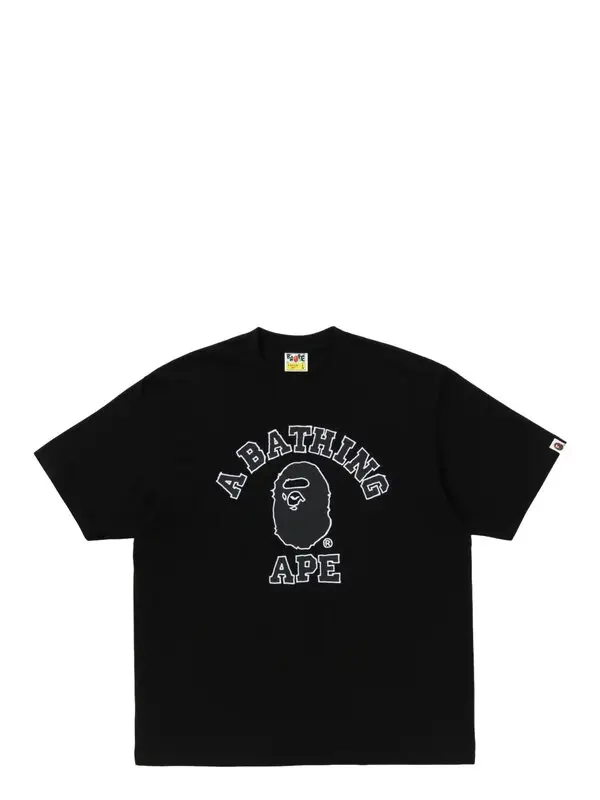 A BATHING APE Hand Drawn Outline College Relaxed Fit T-shirt - Black