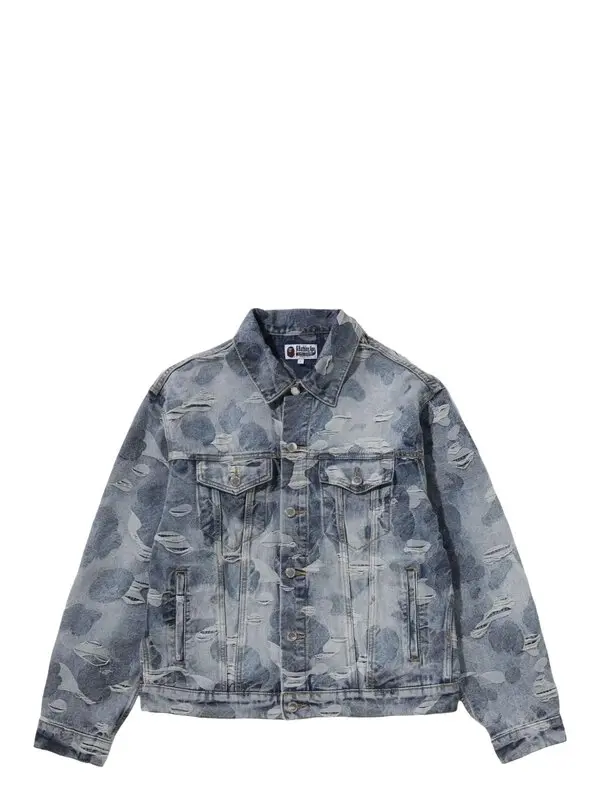 A BATHING APE Solid Camo Jacquard Denim Trucker Jacket - Blue