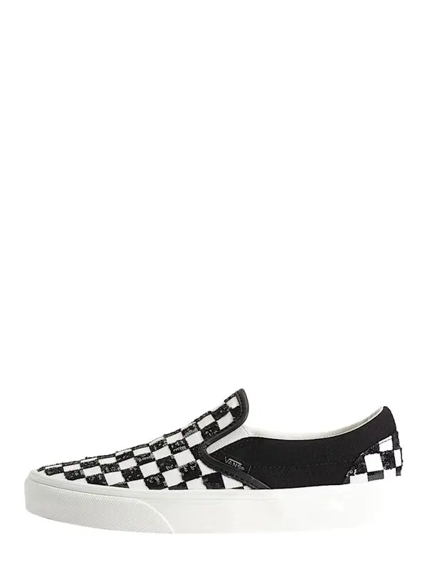 VANS Classic Slip-on Checkerboard Sneakers - White/black