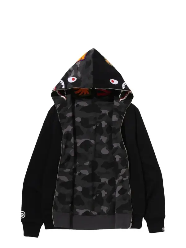 A BATHING APE Reversible Shark Camo Full Zip Hoodie - Black