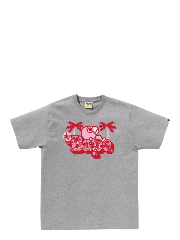 A BATHING APE Palm Resort Camo Milo On T-shirt - Grey