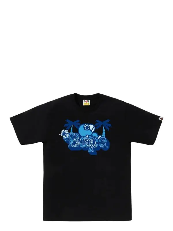 A BATHING APE Palm Resort Camo Milo On T-shirt - Black