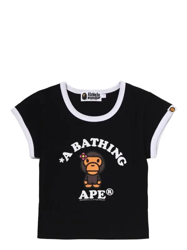 A BATHING APE Baby Lisa College Cropped T-shirt - Black