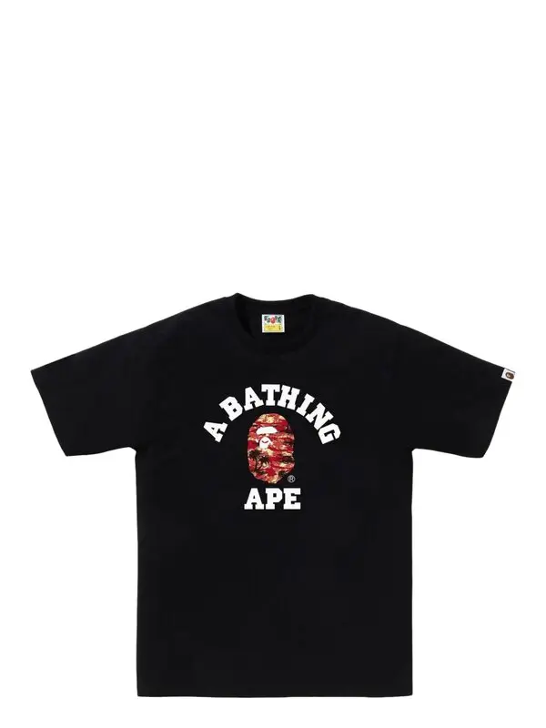 A BATHING APE Palm Tree Camo College T-shirt 'black Red - Black/red