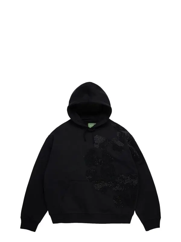DENIM TEARS Biggie Rhinestone Cotton Wreath Hoodie - Black