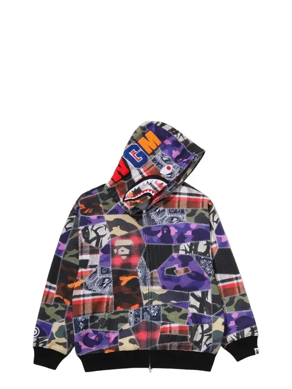 A BATHING APE Patchwork Shark Full Zip Hoodie - Multi-color