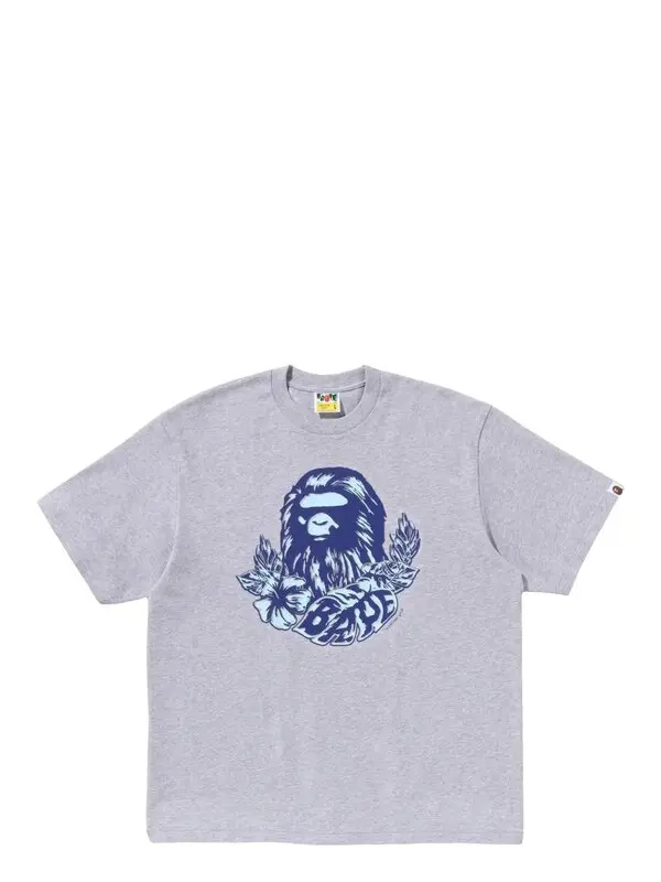 A BATHING APE Palm Resort Camo Ape Head T-shirt 'grey - Grey/blue