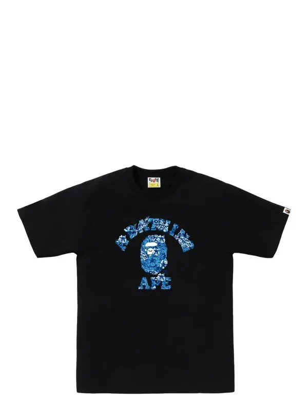 A BATHING APE Palm Resort Camo College T-shirt 'black Blue - Black/blue