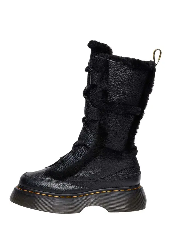 Dr. Martens Buzz Combat Boots With Fur Trim - Black