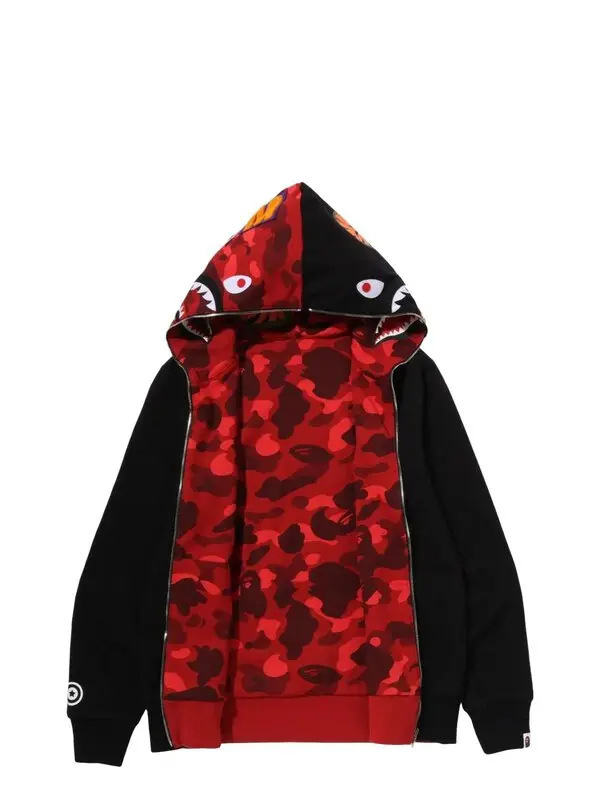 A BATHING APE Color Camo Reversible Shark Full Zip Hoodie - Red