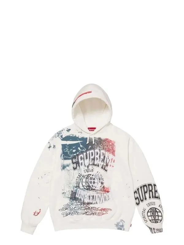 Supreme Ss26 Overprint Hooded Sweatshirt - White