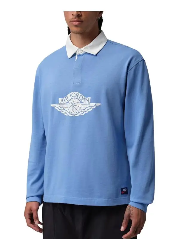 JORDAN Flight Essentials Rugby Long Sleeve Shirt - Blue/beyond Sail