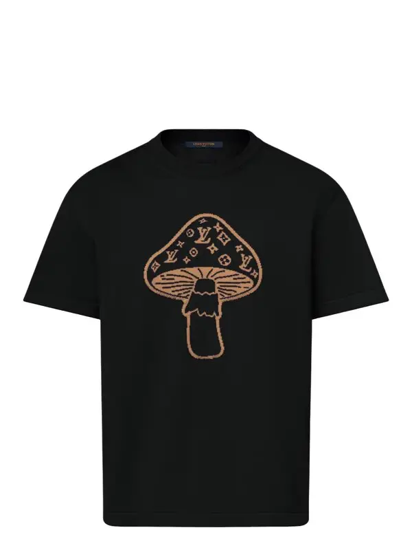 LOUIS VUITTON Short-sleeved Intarsia Crewneck T-shirt 'intarsia Mushroom - Black/brown