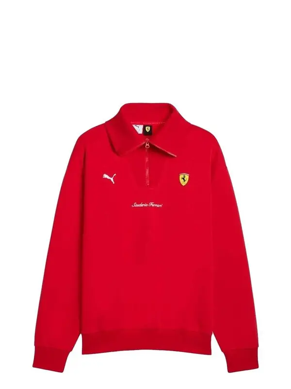 PUMA X Scuderia Ferrari Half-zip Fleece Crew Sweatshirt - Rosso Corsa