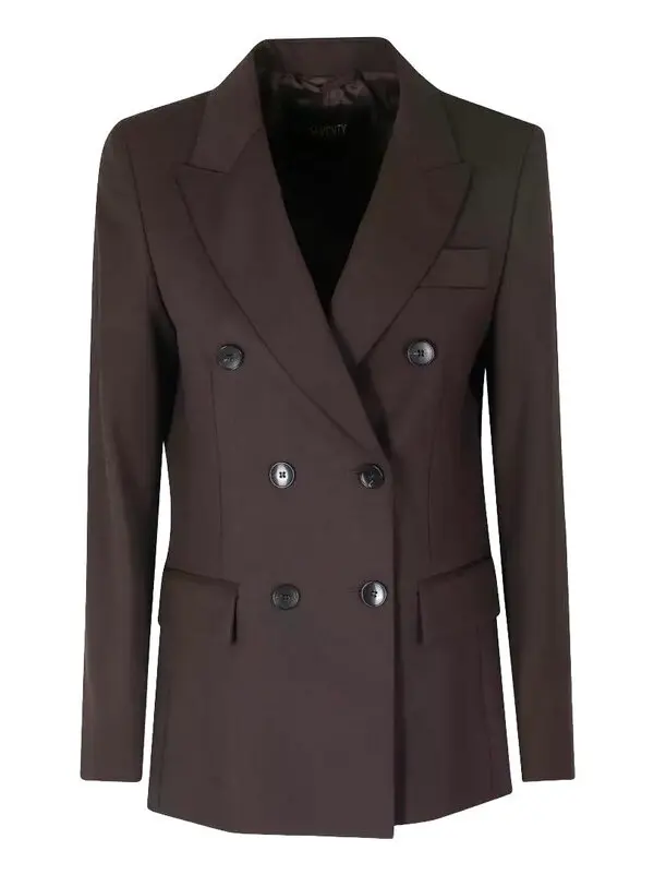 Seventy Double-breasted Peak Lapel Blazer - Brown
