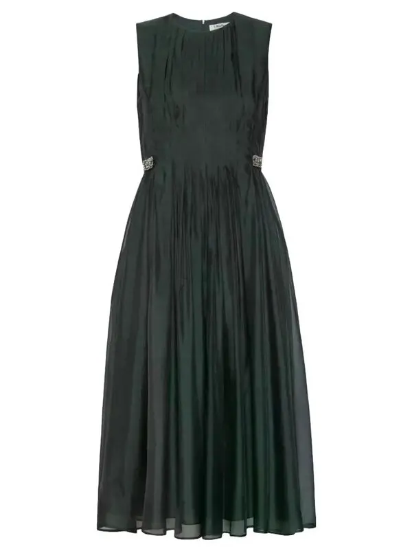 Max Mara Embellished Pleated Midi Dress - Green